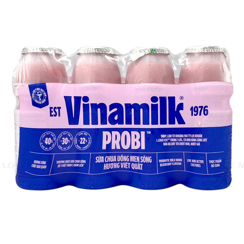 Sữa Chua Uống Probi Hương Việt Quất Lốc 4 Chai x 130ml