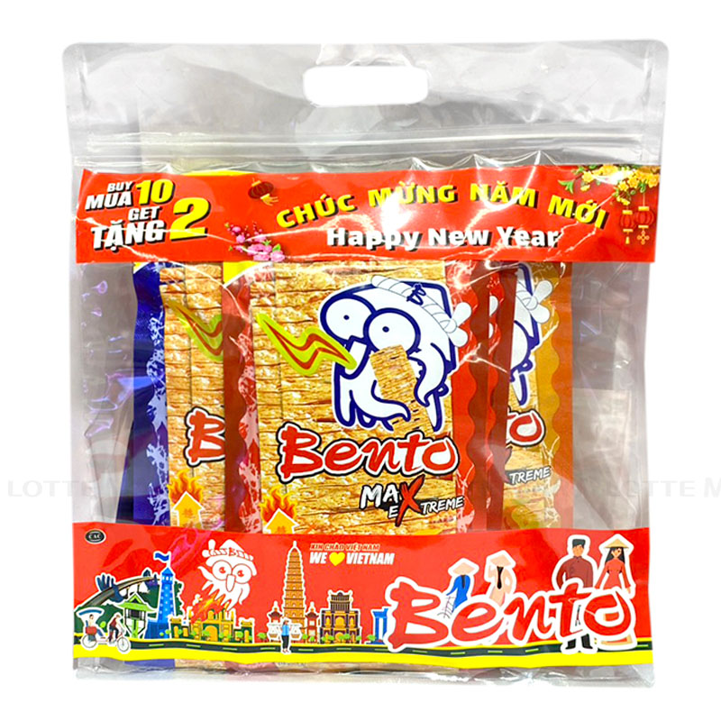 Snack Mực Bento Mix 3 Vị Gói 264G (12 Gói)
