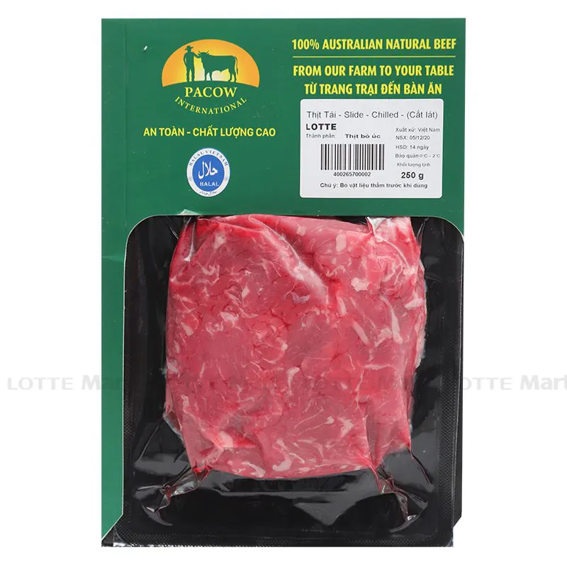 Thịt bò tái Pacow 250g (ea)
