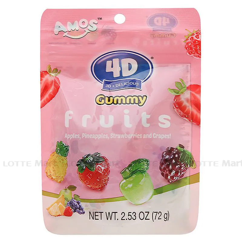 Kẹo Dẻo Amos Trái Cây 4D Gói 72g