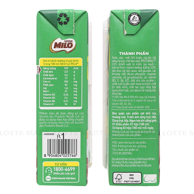 Thùng 48 Hộp Sữa Lúa Mạch Nestlé Milo 180ml