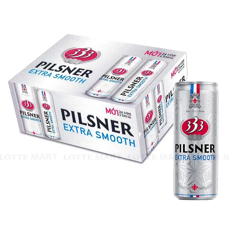 Thùng 24 Lon Bia 333 Pilsner Extra Smooth 4.3% ABV 330ml