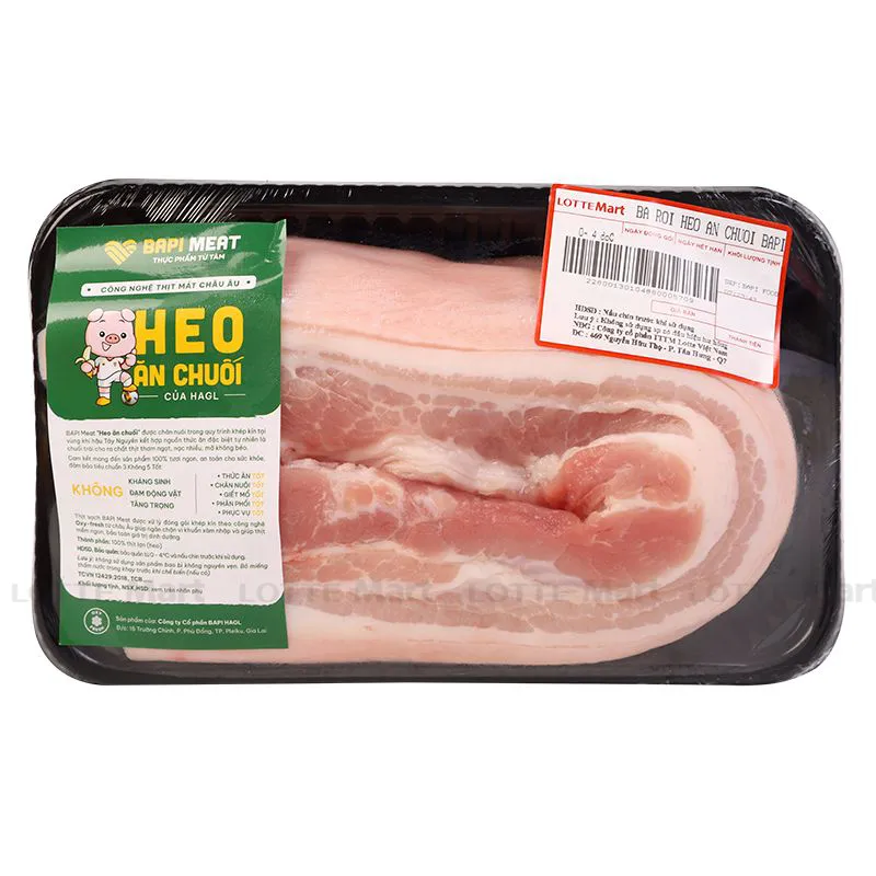 Thịt ba rọi Heo Ăn Chuối BAPI MEAT 500g