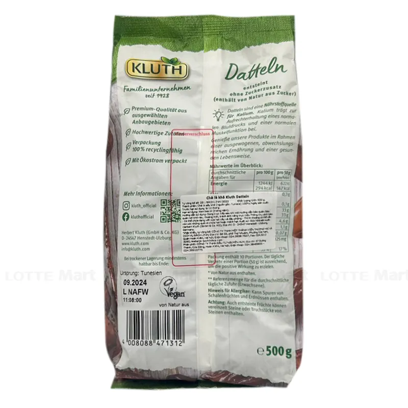 Chà Là Khô Kluth Datteln Gói 500G