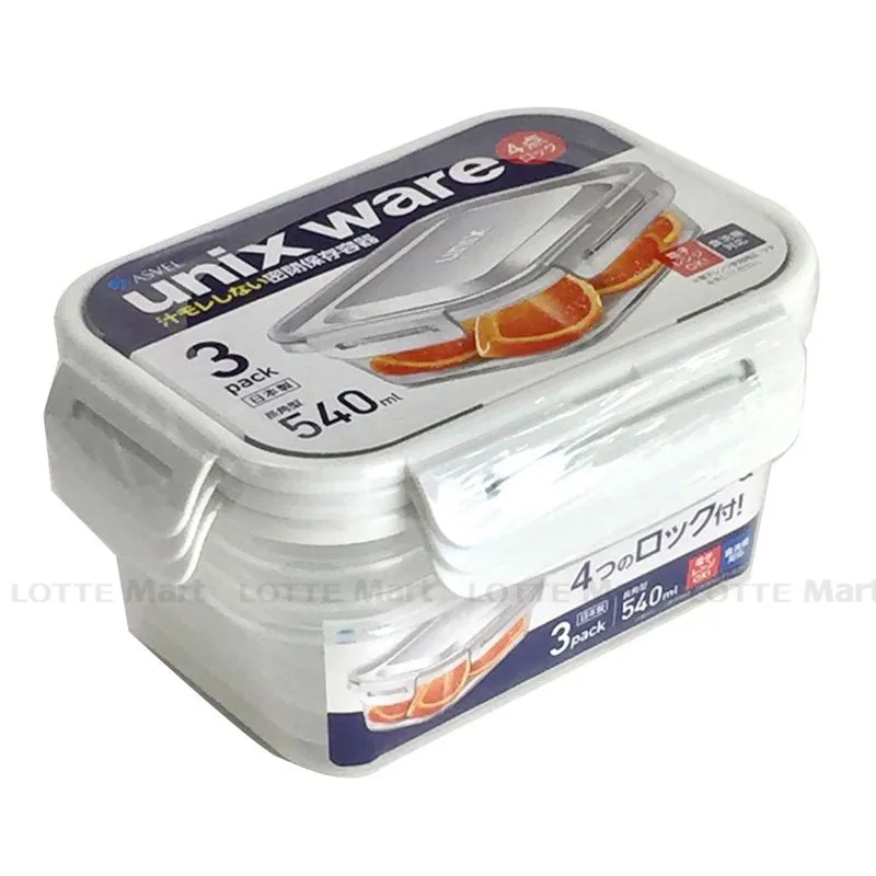 Lốc 3 Hộp Nhựa Thực Phẩm Chữ Nhật Ucsan Nắp Bật 540ml