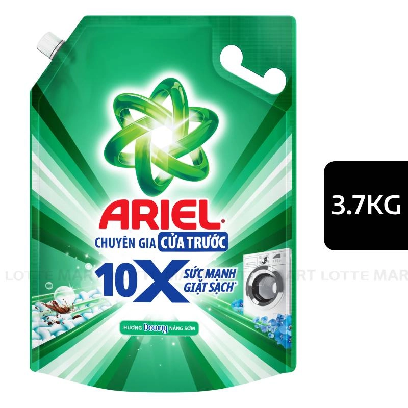 Nước Giặt Ariel Sức Mạnh Giặt Sạch 10x Cho Máy Giặt Cửa Trước Túi 3.7kg