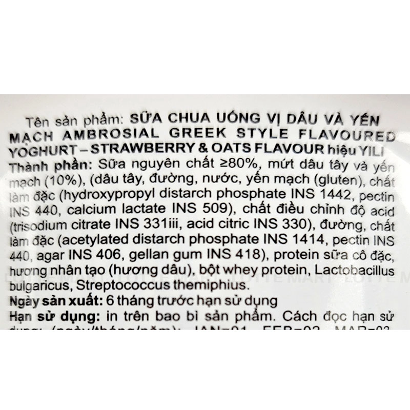 Sữa Chua Uống Yili Dâu Yến Mạch 200G
