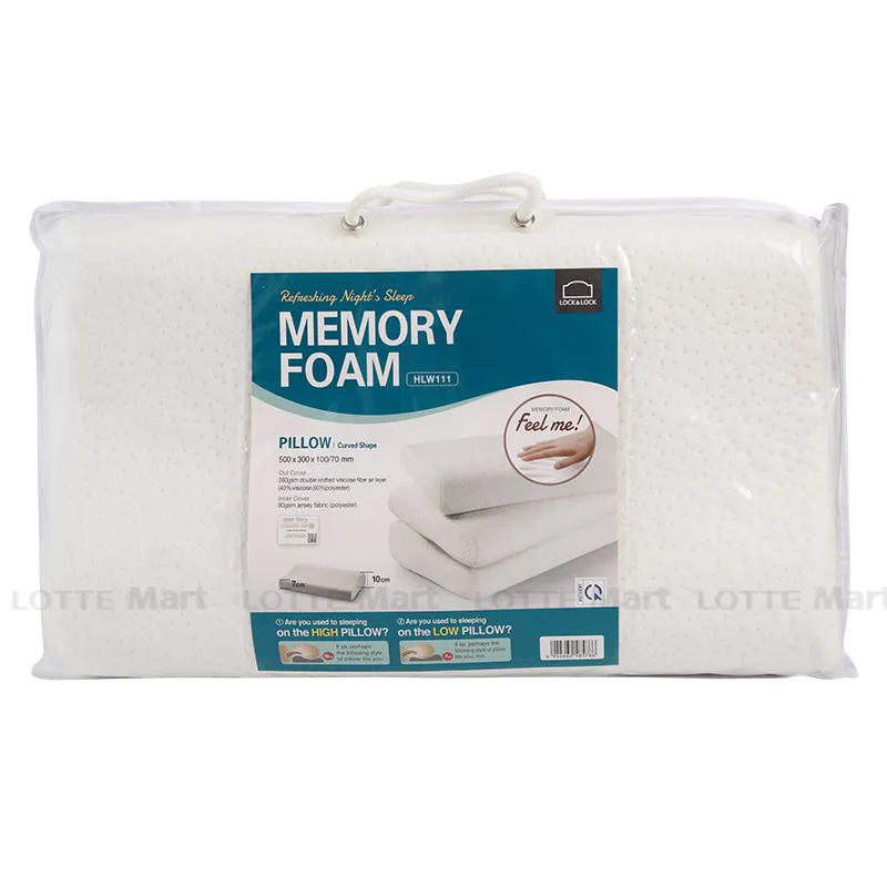 Gối Memory Foam 50D Lock&Lock Hình Cong HLW111 50x30x10cm - Trắng