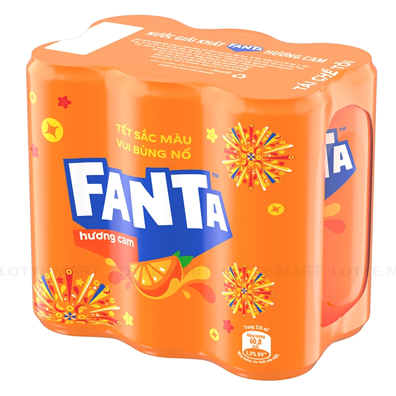 Lốc 6 Lon Nước Ngọt Có Gas Fanta Cam 320ml/Lon-[ONL] Mua 2 Lốc Tặng 1 ...