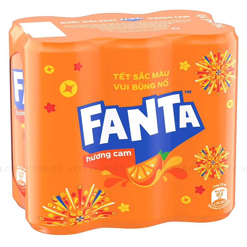 Lốc 6 Lon Nước Ngọt Có Gas Fanta Cam 320ml/Lon-[ONL] Mua 2 Lốc Tặng 1 ...