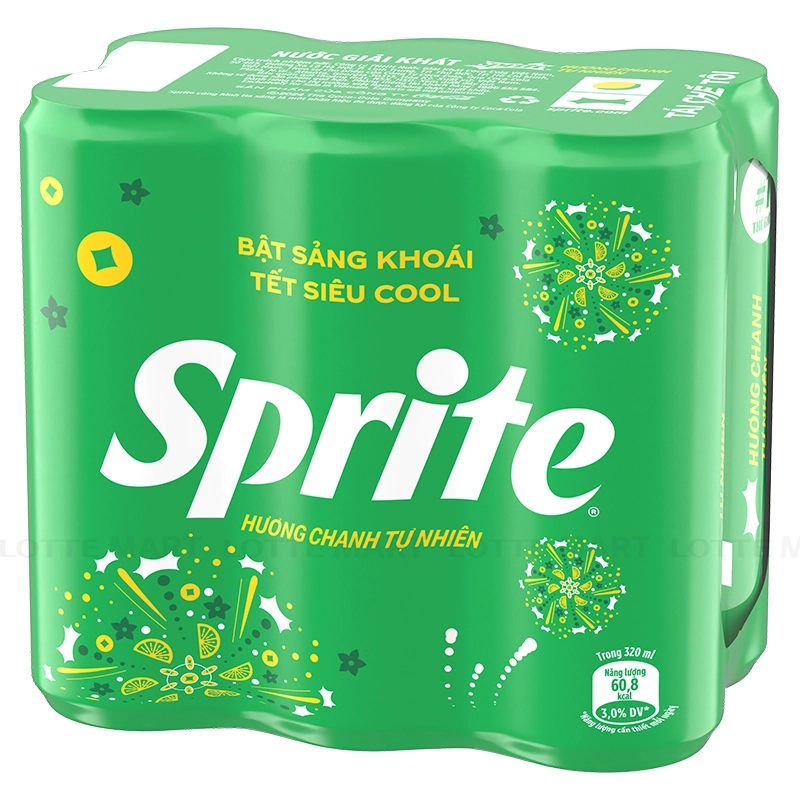 Lốc 6 Lon Nước Giải Khát Có Gas Sprite 320ml/Lon