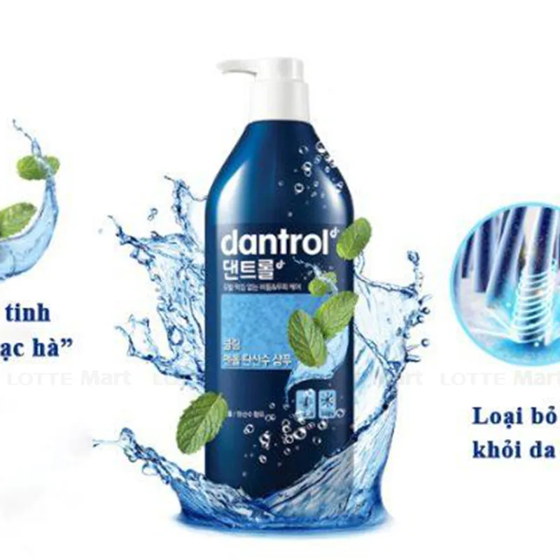 Dầu Gội Ngăn Ngừa Gàu Dantrol Methol Cooling Shampoo Bạc Hà Chai 820ml
