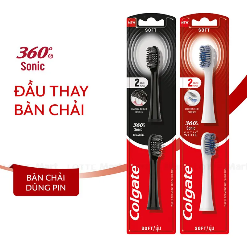 Bộ 2 Đầu Bàn Chải Điện Colgate Sonic 360 Charcoal
