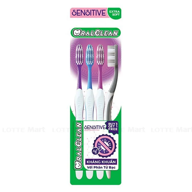 Bàn Chải Đánh Răng Oral Clean Sensitive Extra Soft (Bộ 3+1)