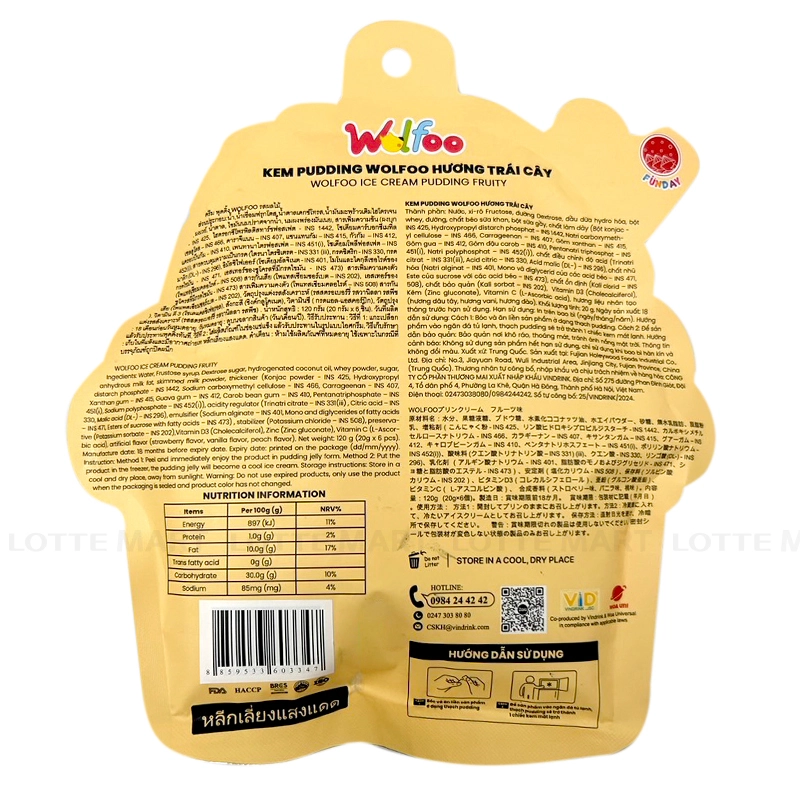 Kem Pudding Wolfoo Hương Trái Cây Gói 120G