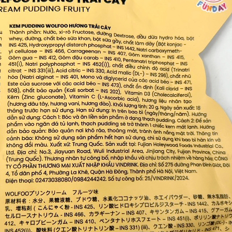 Kem Pudding Wolfoo Hương Trái Cây Gói 120G