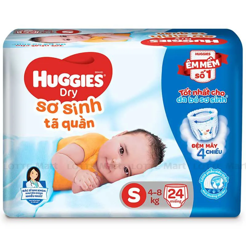 Tã Quần Sơ Sinh Huggies Size S 24 Miếng (4-8kg)