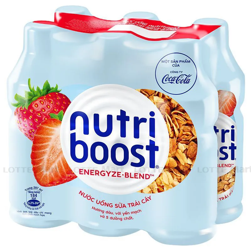 Lốc 6 Chai Sữa Trái Cây Nutriboost Dâu & Yến Mạch 297ml/Chai