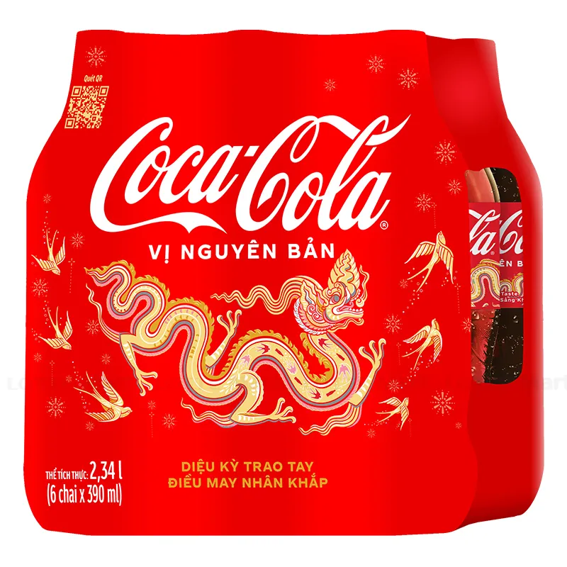Lốc 6 Chai Nước Ngọt Coca Cola 390ml/Chai-[ONL] Mua 2 Lốc Tặng 1 Ly ...