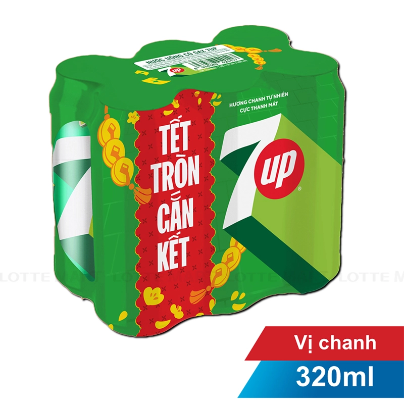 Nước Ngọt Có Gas 7Up 320ml x Lốc 6 Lon