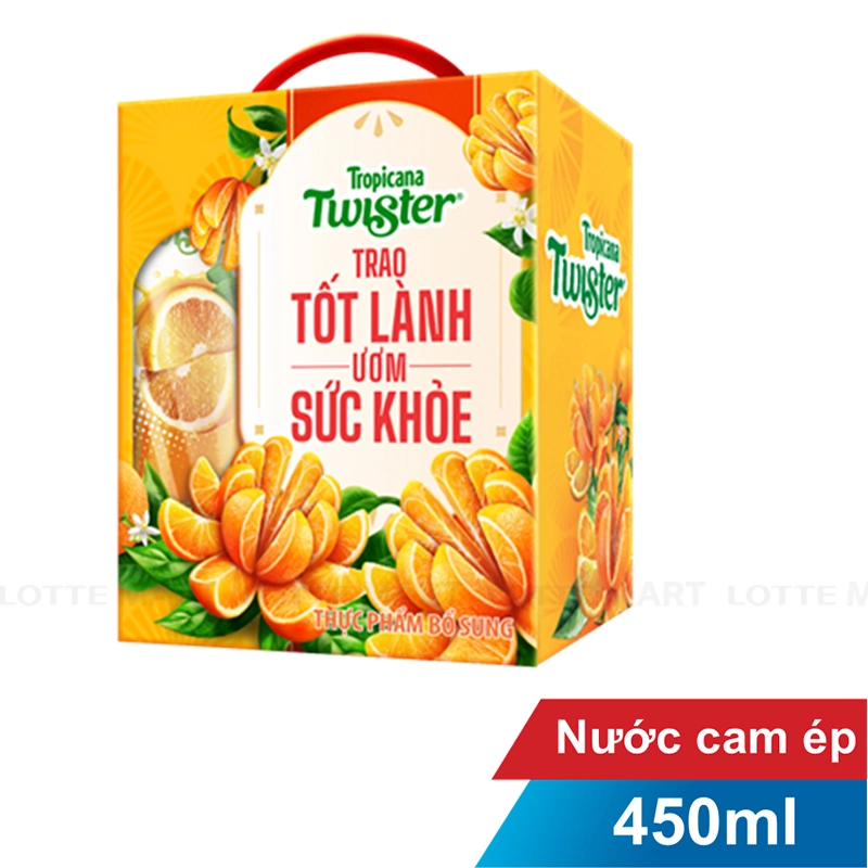Lốc 6 Chai Nước Trái Cây Twister Vị Cam Chai 450ml/Chai