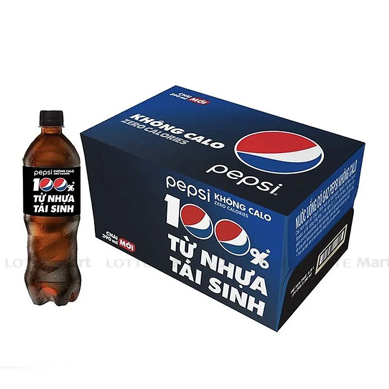 Thùng 24 Chai Nước Ngọt Pepsi Không Calo Chai 390ml/Chai