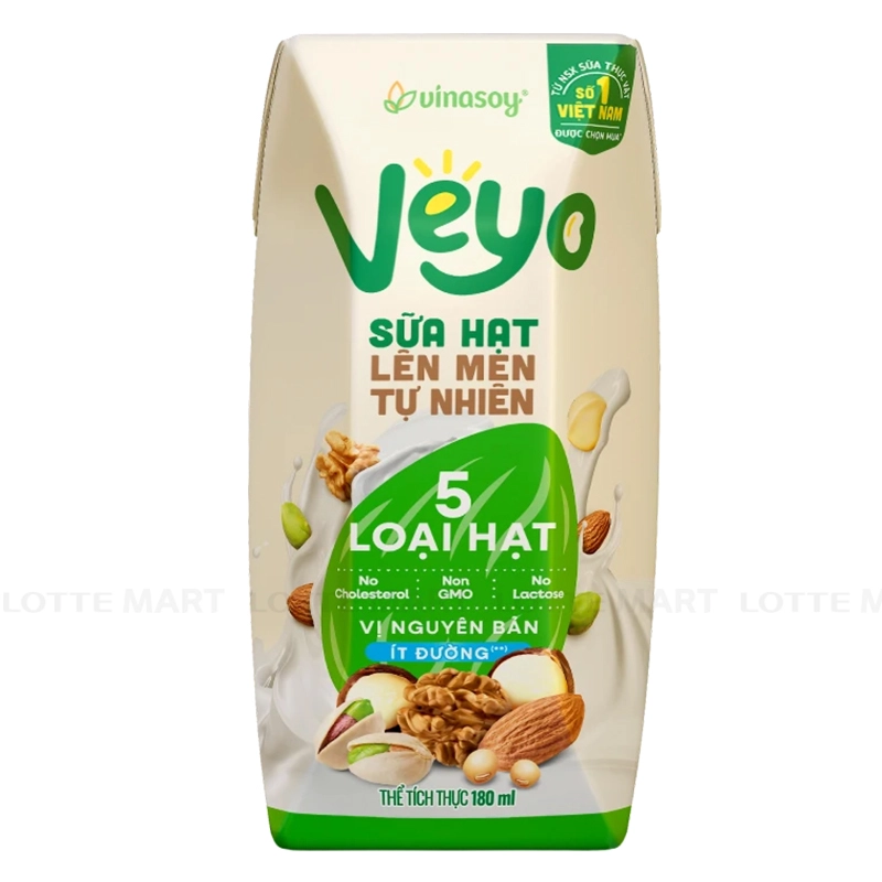 Sữa Hạt Lên Men Vị Nguyên Bản Veyo Lốc 3 Hộp 180ml
