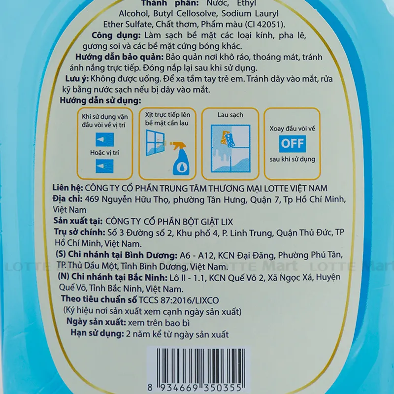 Nước Lau Kính Choice L Clean Home 800ml