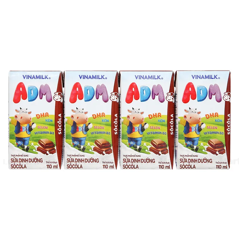 Sữa Tươi Tiệt Trùng Vinamilk ADM Gold Socola 110ml Lốc 4 Hộp