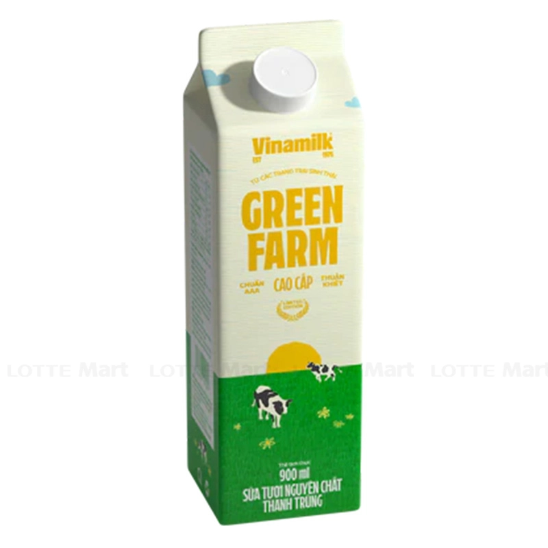 Sữa Tươi Thanh Trùng Vinamilk 100% Không Đường Hộp 900ml