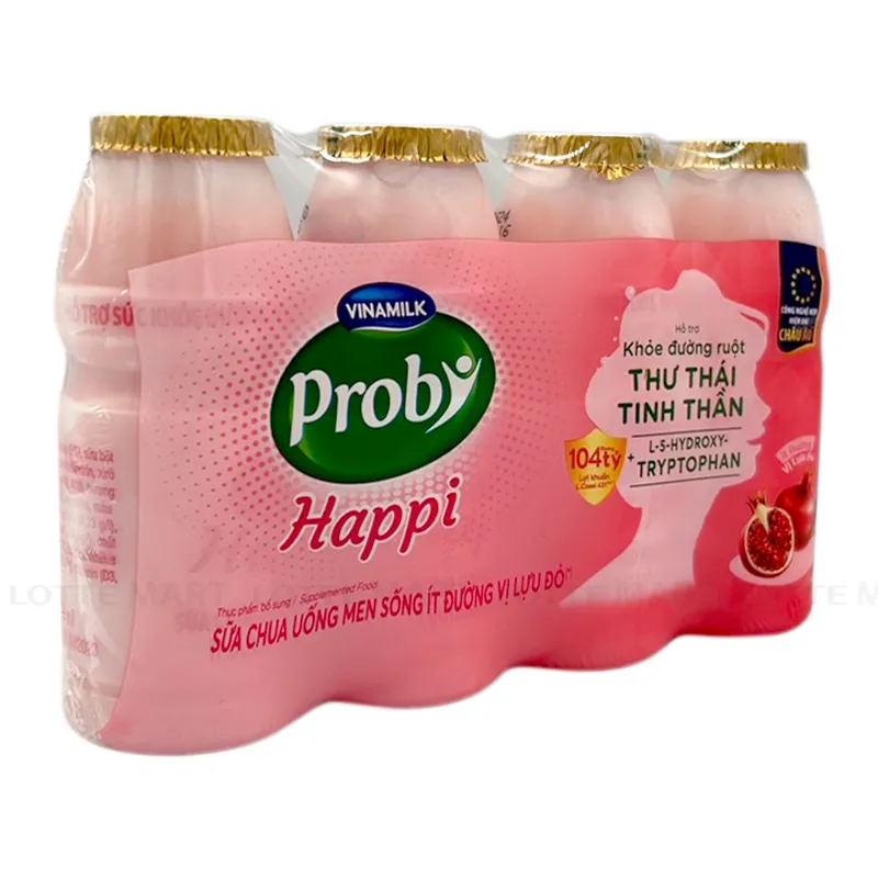 Sữa Chua Uống Probi Ít Đường Vị Lựu Đỏ Lốc 4 Chai 130ml