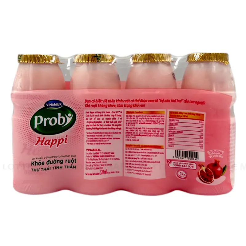 Sữa Chua Uống Probi Ít Đường Vị Lựu Đỏ Lốc 4 Chai 130ml