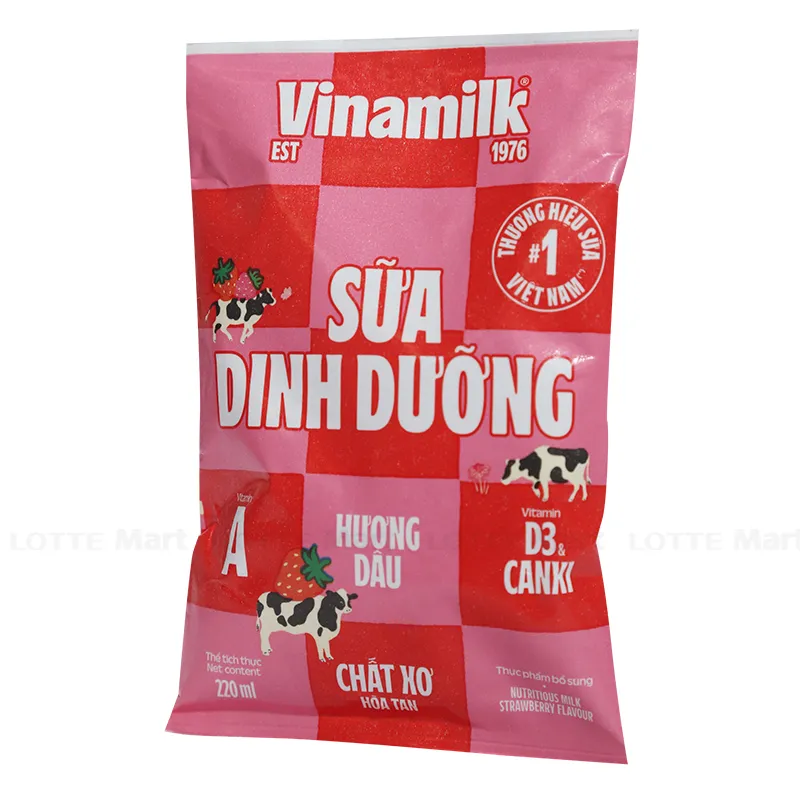 Sữa Dinh Dưỡng Vinamilk Hương Dâu Bịch 220ml