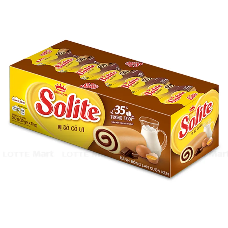 Bánh Bông Lan Solite Cuộn Kem Vị Socola Hộp 360G