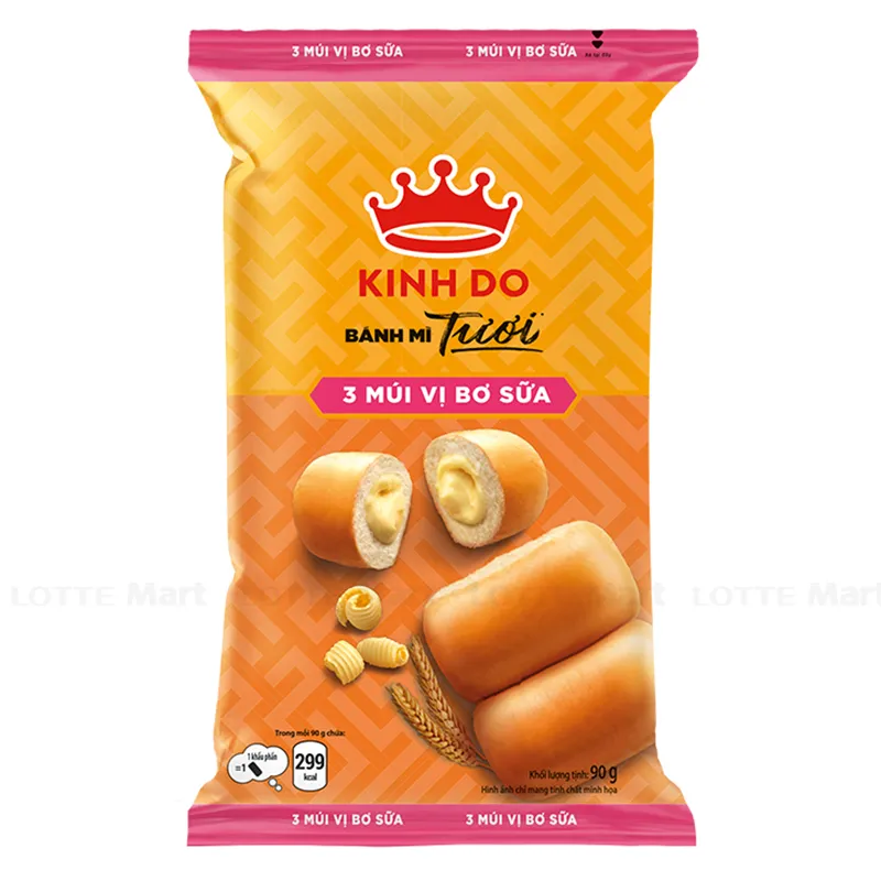 Bánh Mì Tươi Kinh Đô 3 Múi Nhân Bơ Sữa Gói 90g