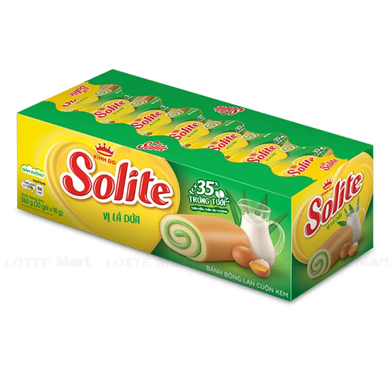 Bánh Bông Lan Cuộn Kem Vị Lá Dứa Solite Hộp 360G
