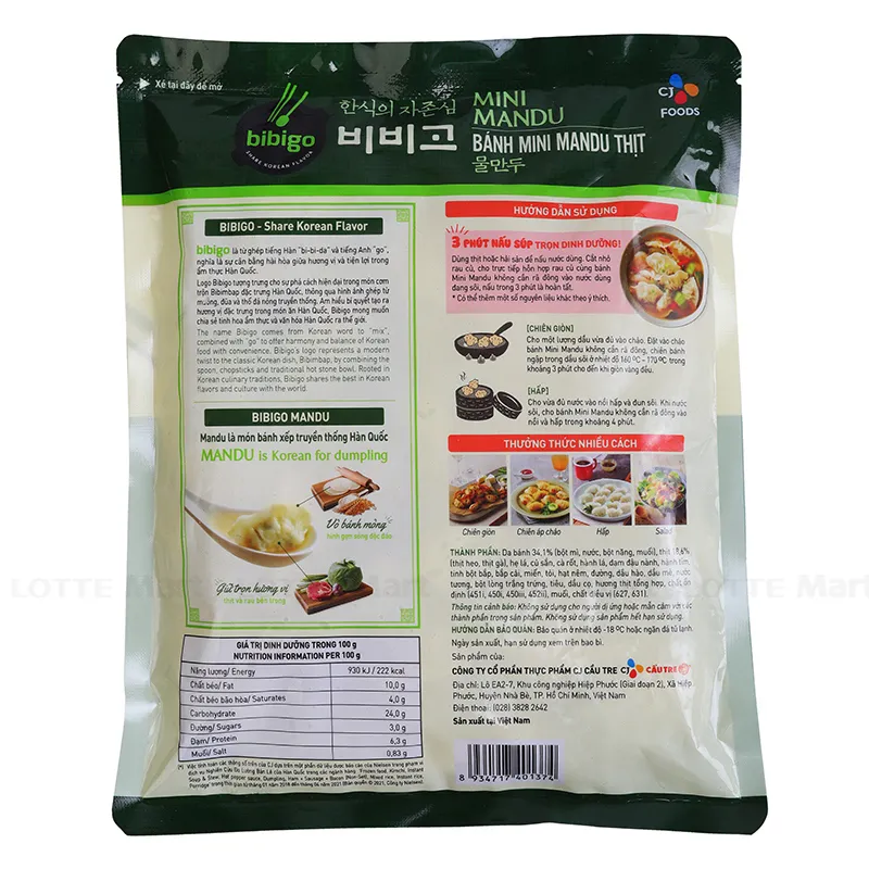 Bánh Xếp Hàn Quốc Nhân Thịt bibigo Gói 360g