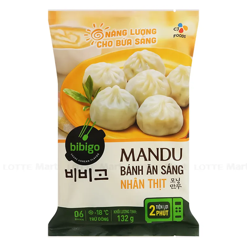 Bánh Mandu Ăn Sáng Nhân Thịt bibigo Gói 132G