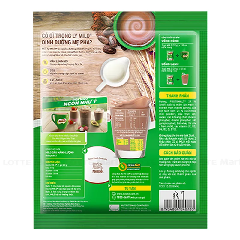 Bột Ca Cao Milo Sữa 3 Trong 1 Túi 330G (15 Gói x 22G)