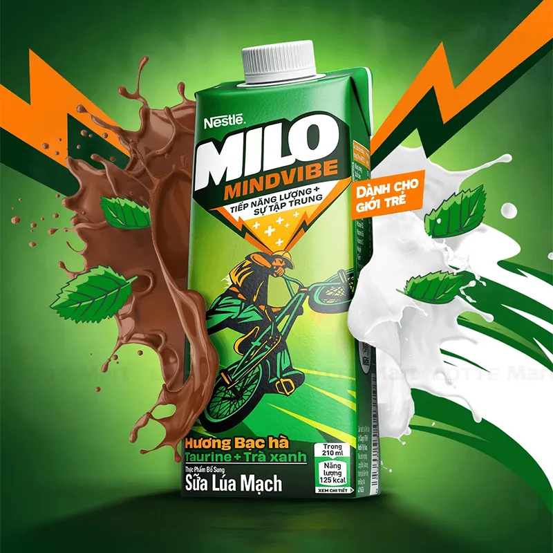 Sữa Lúa Mạch Nestle Milo Mindvibe Hương Bạc Hà Hộp 200ml