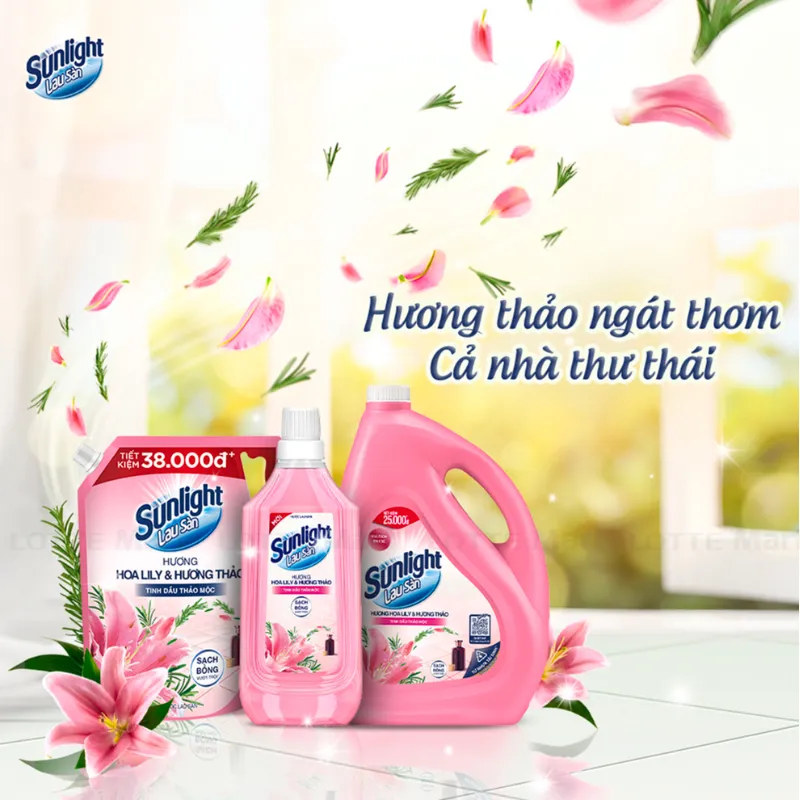 Nước Lau Sàn Sunlight Hoa Lily & Hương Thảo 3.6kg