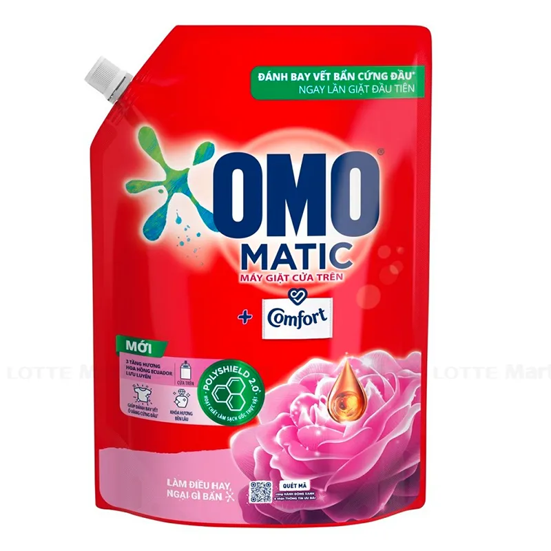 Nước Giặt OMO Matic Comfort Cửa Trên Hoa Hồng Ecuador Túi 2Kg