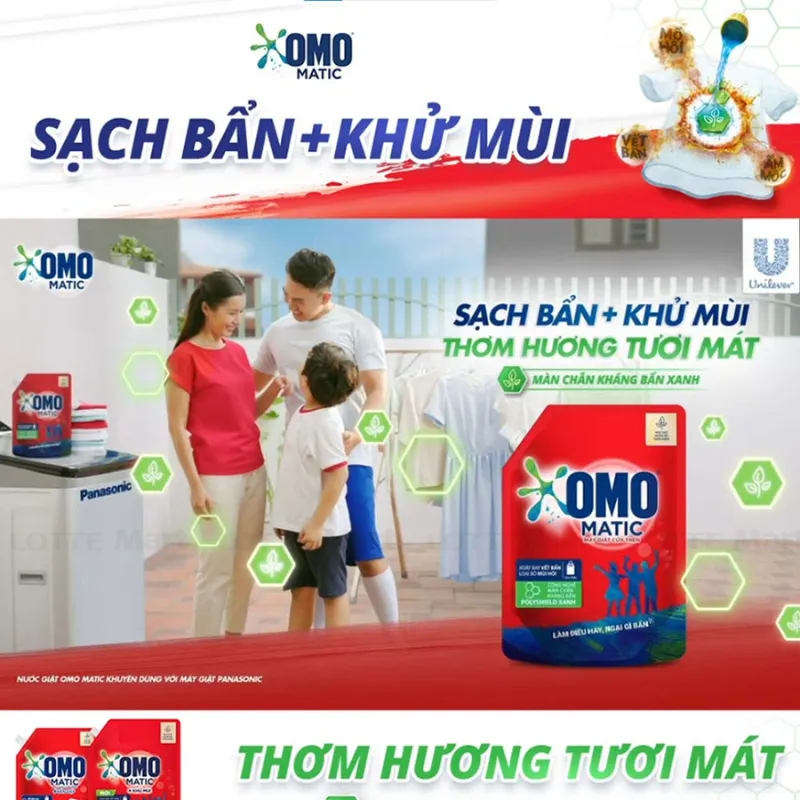 Nước Giặt Omo Matic Cửa Trên Sạch Bẩn Khử Mùi 3.1kg