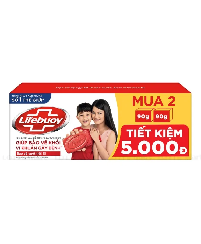 Xà Bông Cục Lifebuoy Diệt Khuẩn Bảo Vệ Vượt Trội 10 90g