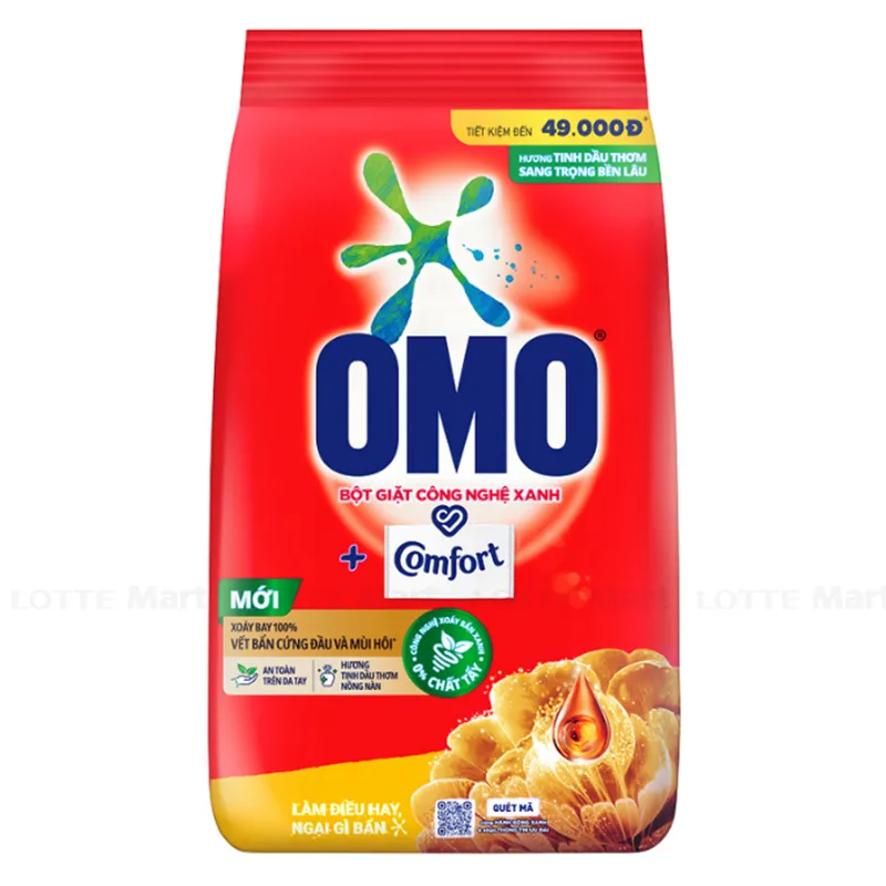 Bột Giặt Omo Comfort Tinh Dầu Thơm Sang Trọng Bền Lâu Túi 2.6kg
