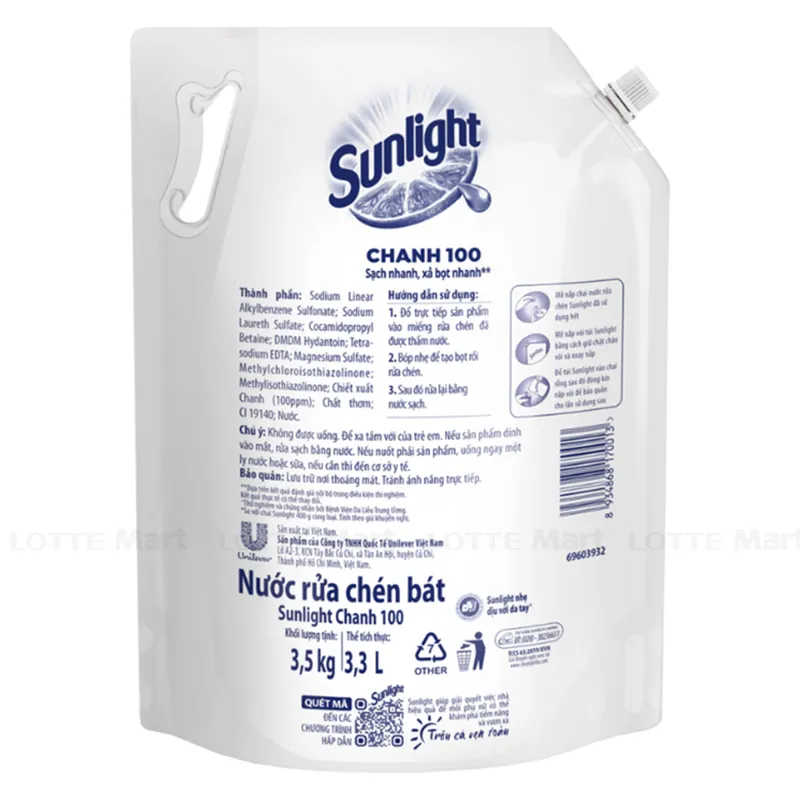 Nước Rửa Chén Sunlight Chanh 3.5kg