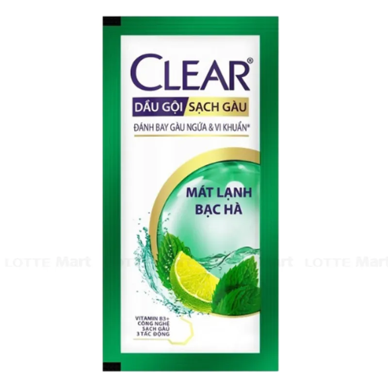 Dầu Gội Clear Bạc Hà Mát Lạnh Sạch Gàu 6g Dây 10 Gói
