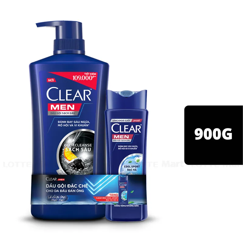Dầu Gội Clear Men Sạch Sâu 630g Tặng Kèm Dầu Gội Clear Men Cool Sport 140g