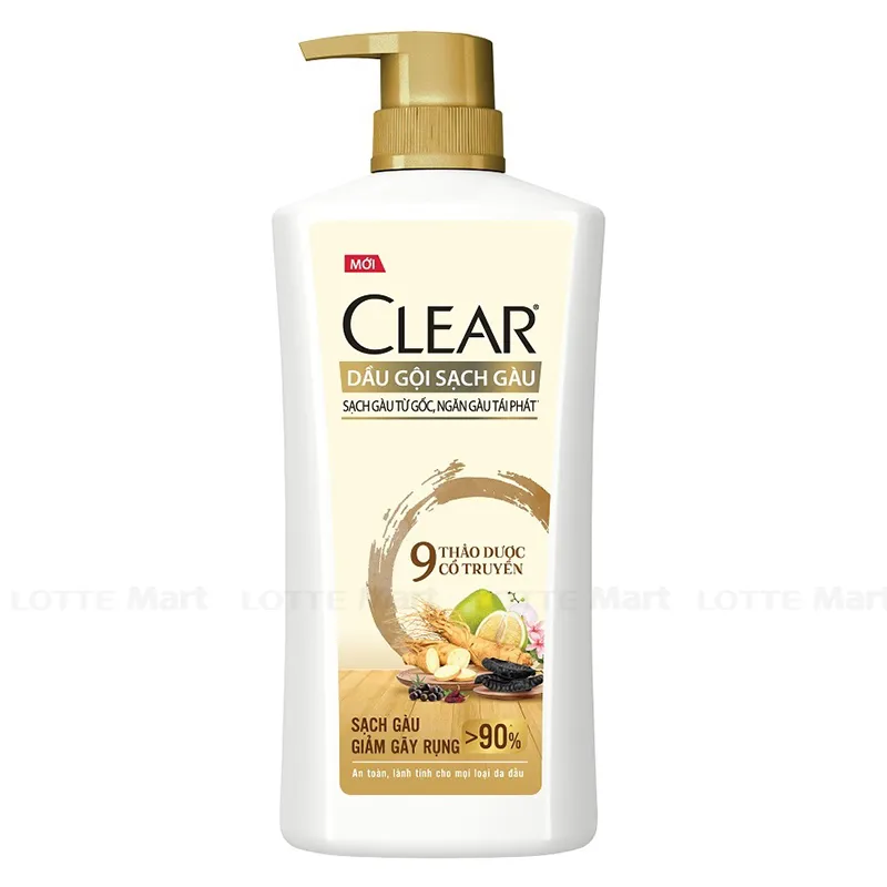 Dầu Gội Clear 9 Thảo Dược Cổ Truyền Sạch Gàu Giảm Gãy Rụng 630g