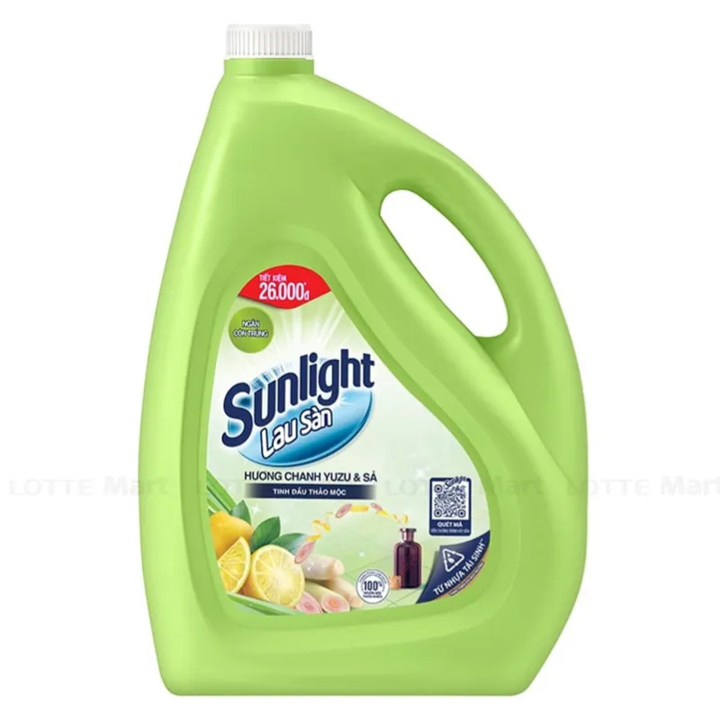 Nước Lau Sàn Sunlight Thiên Nhiên Chanh Yuzu & Tinh Dầu Sả 3.6kg